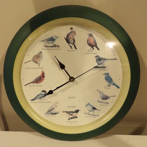 Quartz | Accents | Quartz Bird Singing Green Clock 4 North American ...